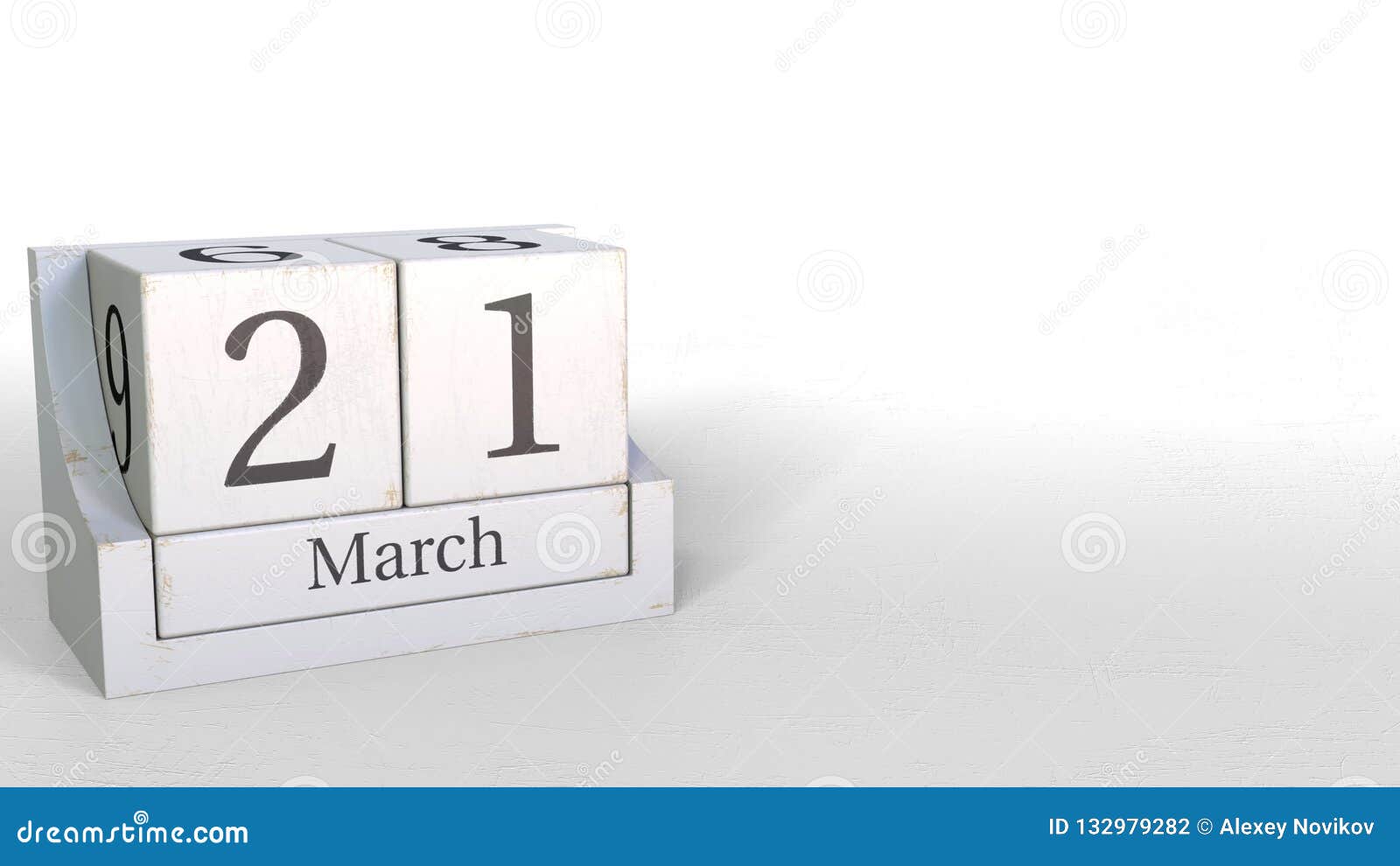 Wooden Blocks Calendar Shows March 21 Date, 3D Rendering Stock ...