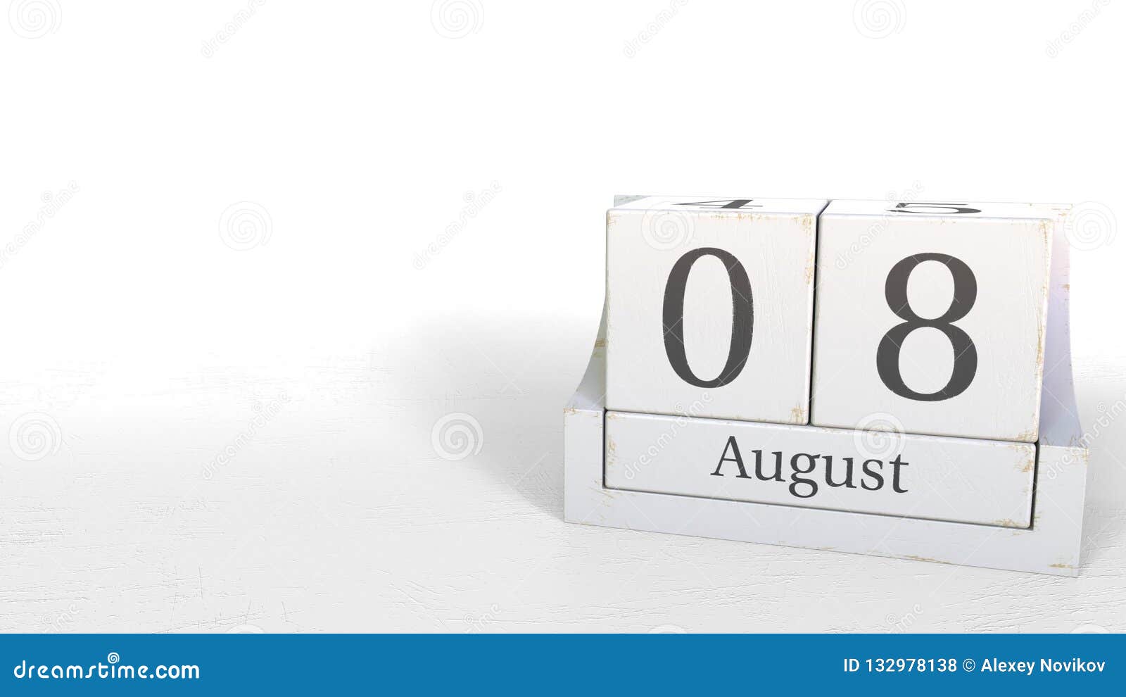 Cube Calendar Shows August 8 Date. 3D Rendering Stock Illustration ...