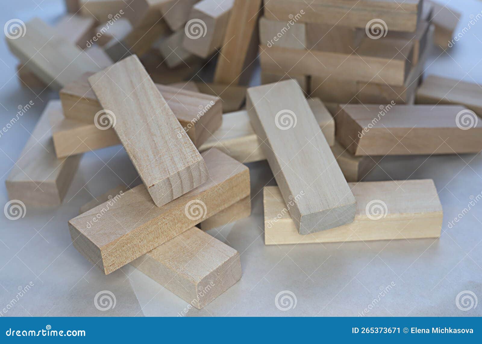 Wooden Blocks of the Destroyed Game Tower. Jenga. Concept of ...