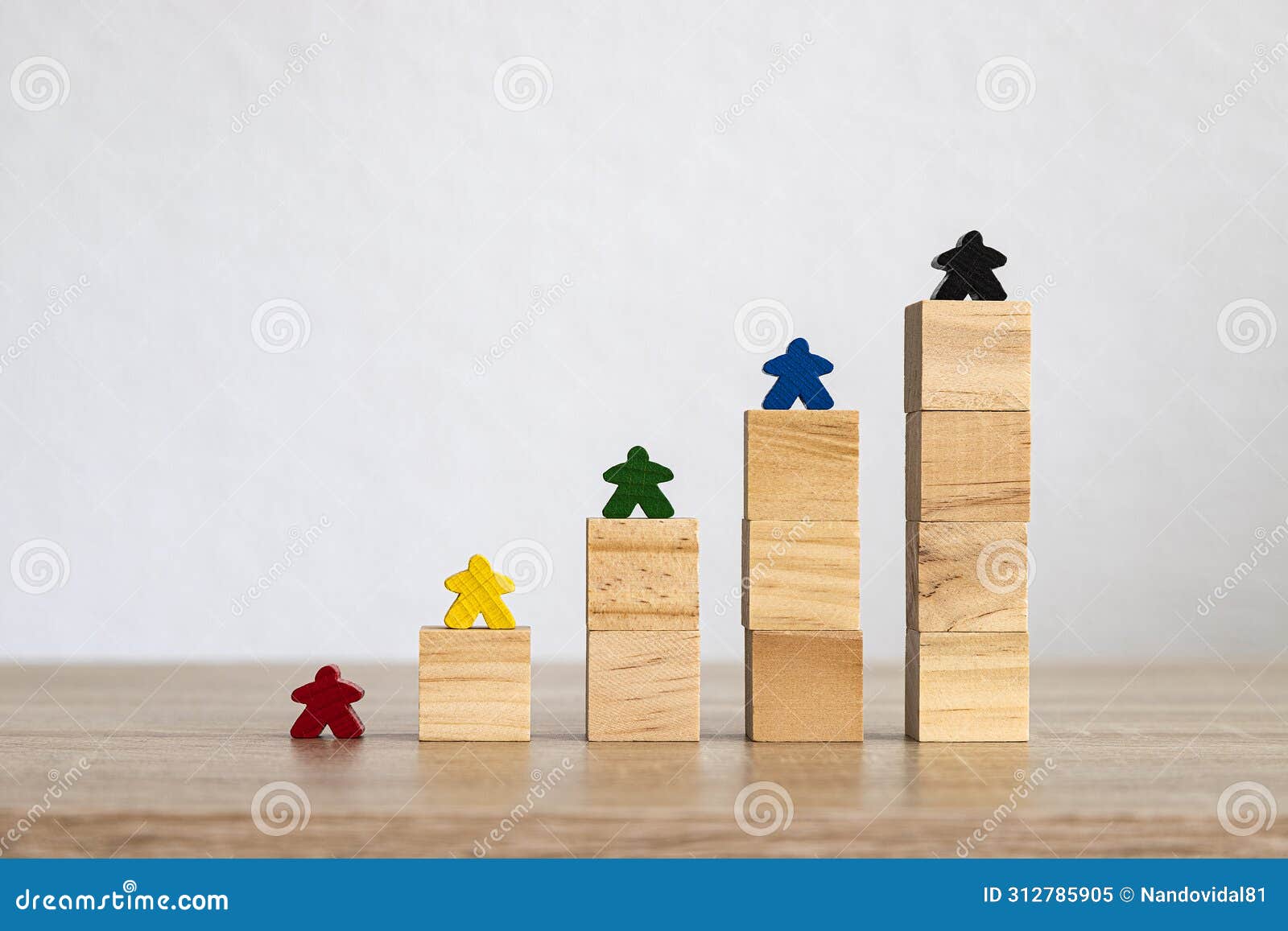 Wooden Blocks and Figures in Height Comparison Stock Image - Image of ...