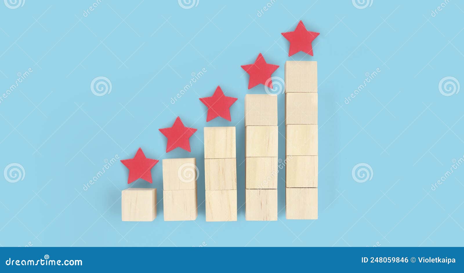 Wooden Blocks with the Five Star Symbol Increase Rating Stock ...