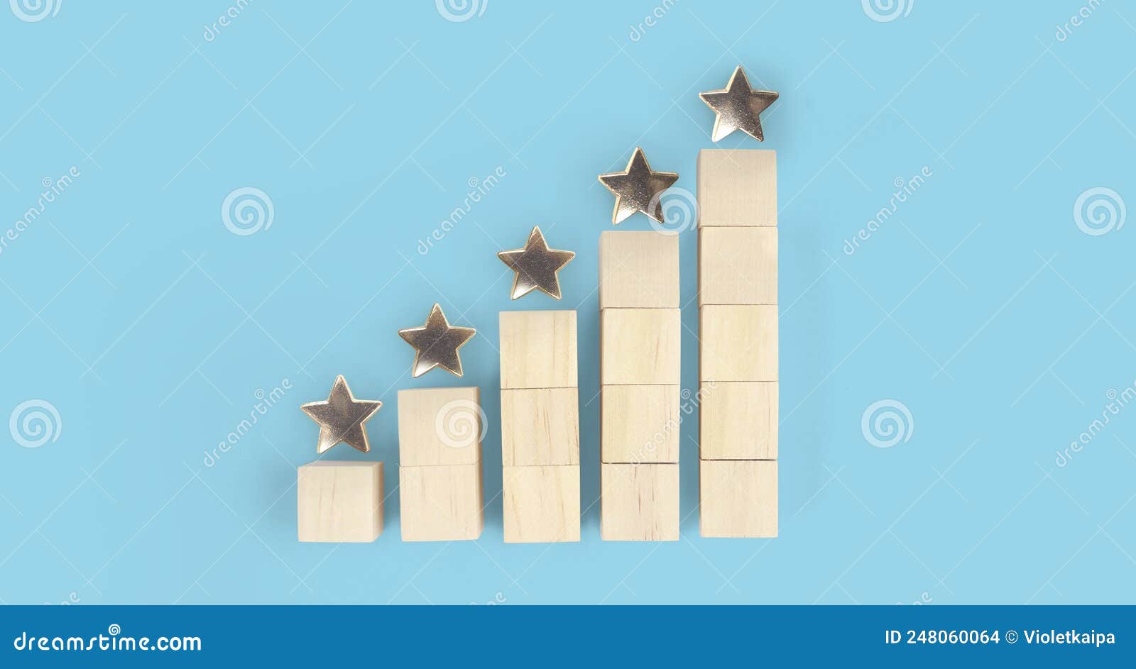 Wooden Blocks with the Five Star Symbol Increase Rating Stock Photo ...