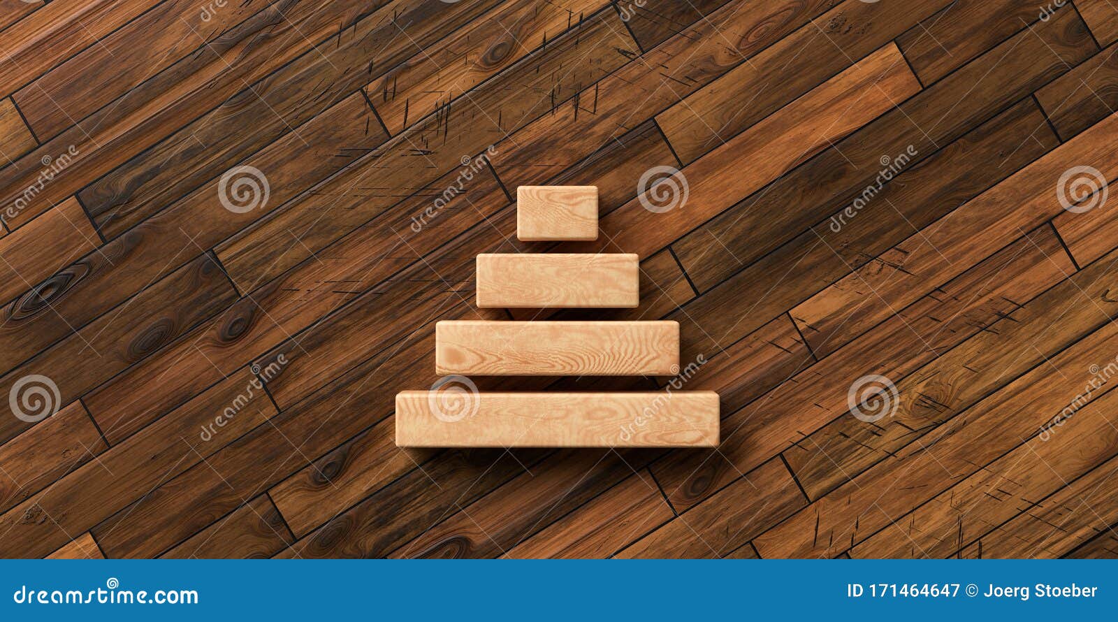 Wooden Blocks Formed As a Pyramid Symbolizing a Hierarchy - 3D Rendered ...