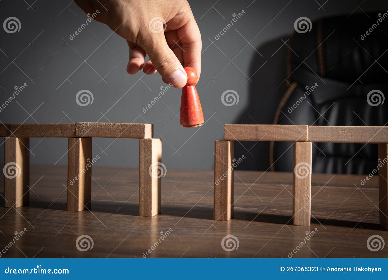Wooden Blocks for a Human Figure To Walk Across. Solving Problems Stock ...