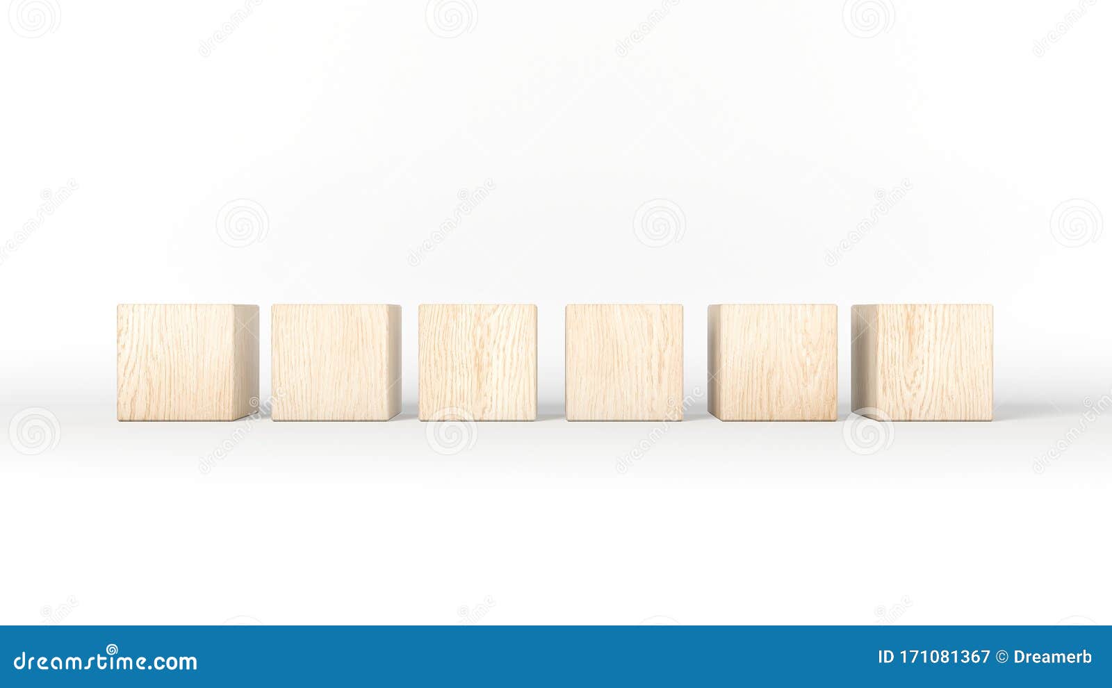 Six Wooden Blocks Isolated on White Background. Stock Illustration ...