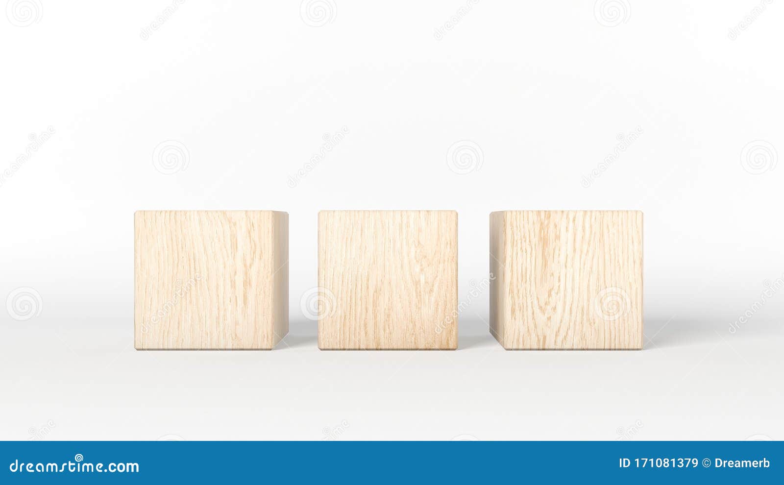 Three Wooden Blocks Isolated on White Background. Stock Illustration ...