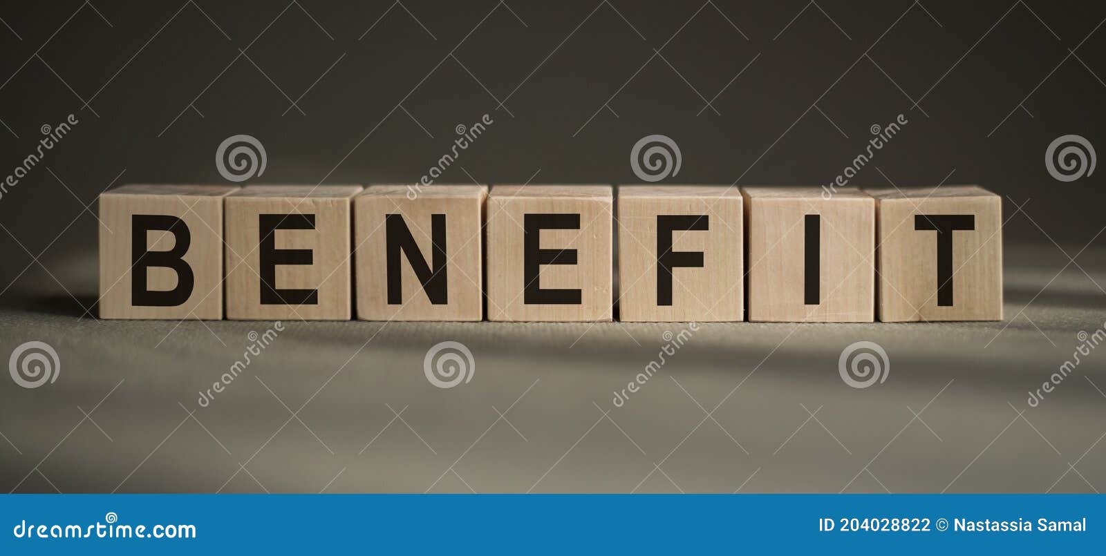 Wooden Blocks with Lettering Benefit on Gray Background Stock Photo ...