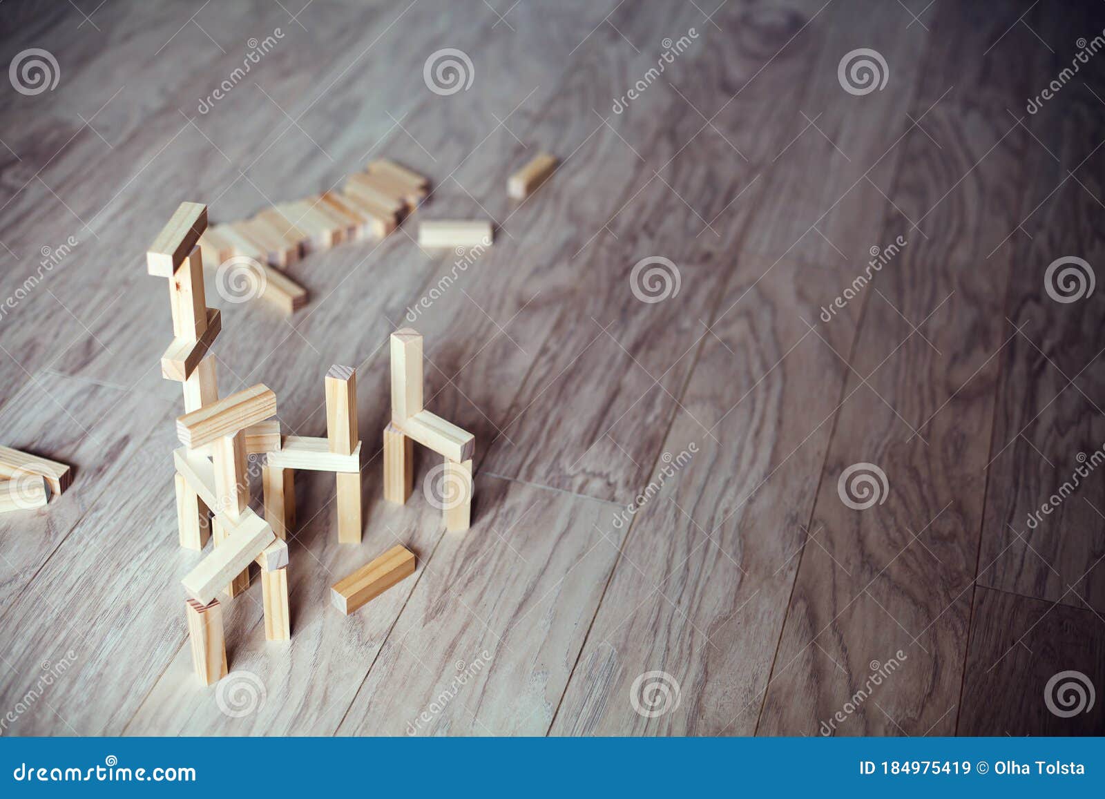 Wooden Blocks Are Made Up In A Complex Structure Close-up. The Concept ...