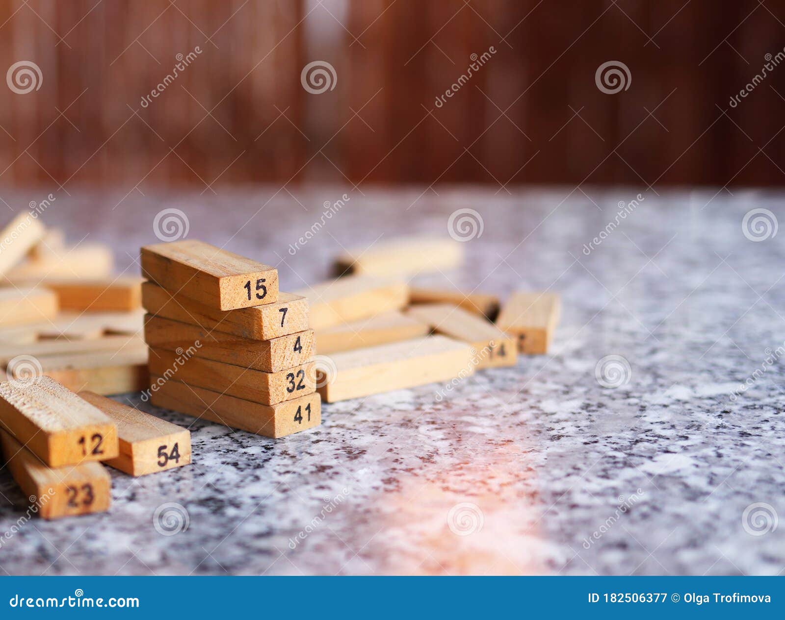 Wooden Blocks with Numbers for Playing on the Table Stock Image - Image ...