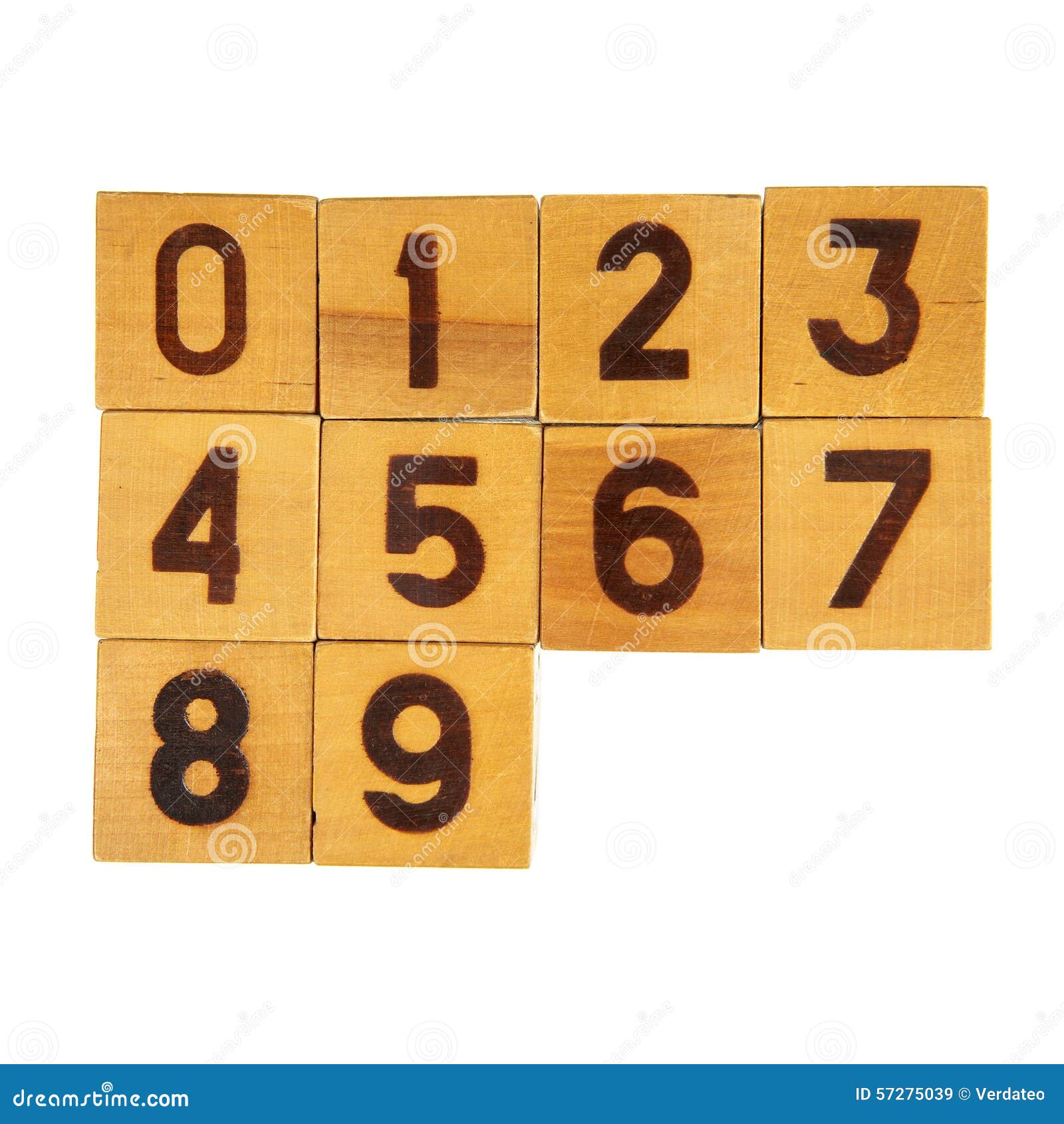 Wooden Blocks with Numbers on White Stock Image - Image of education ...