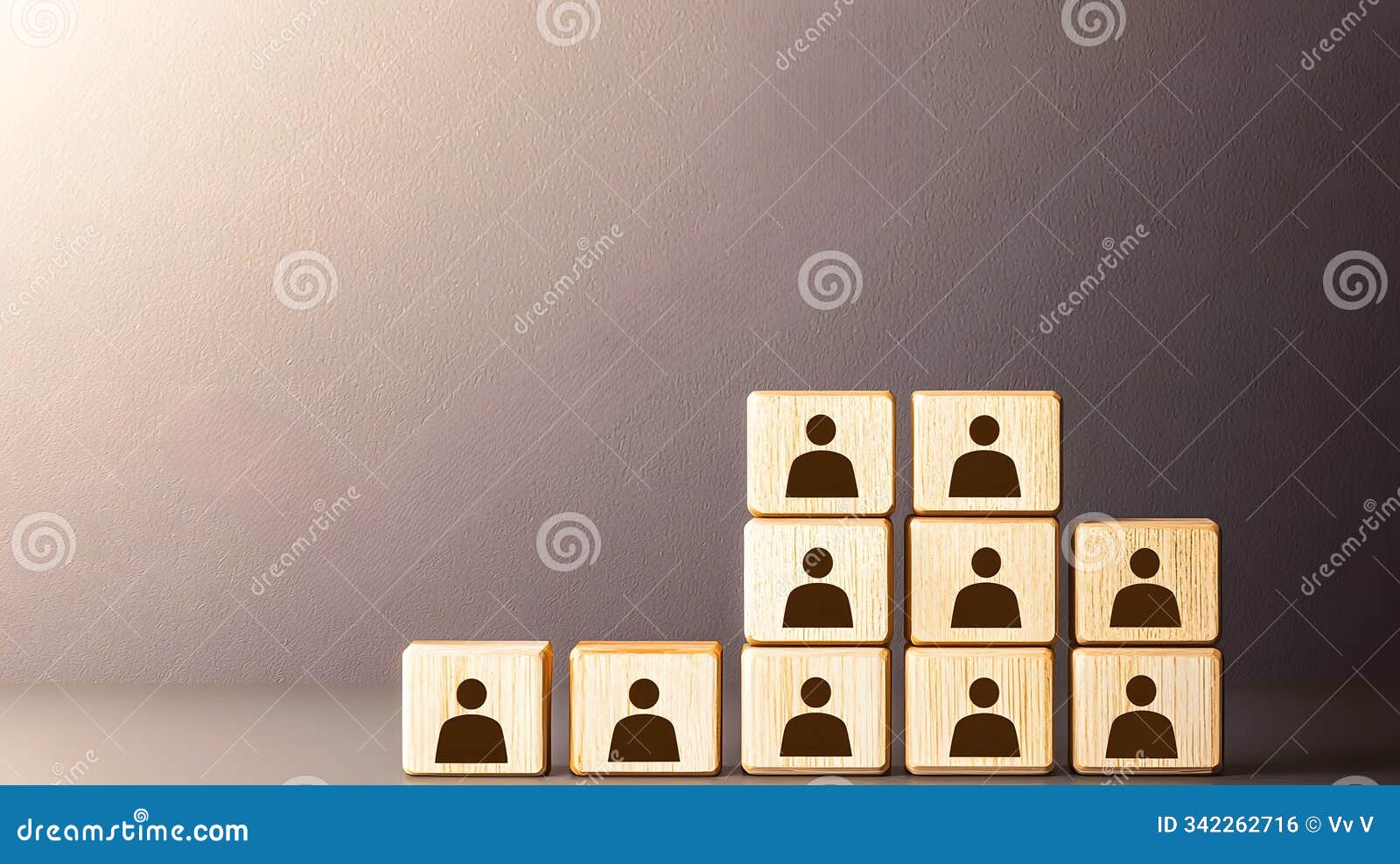 Wooden Blocks with Person Icons on a Surface Stock Illustration ...