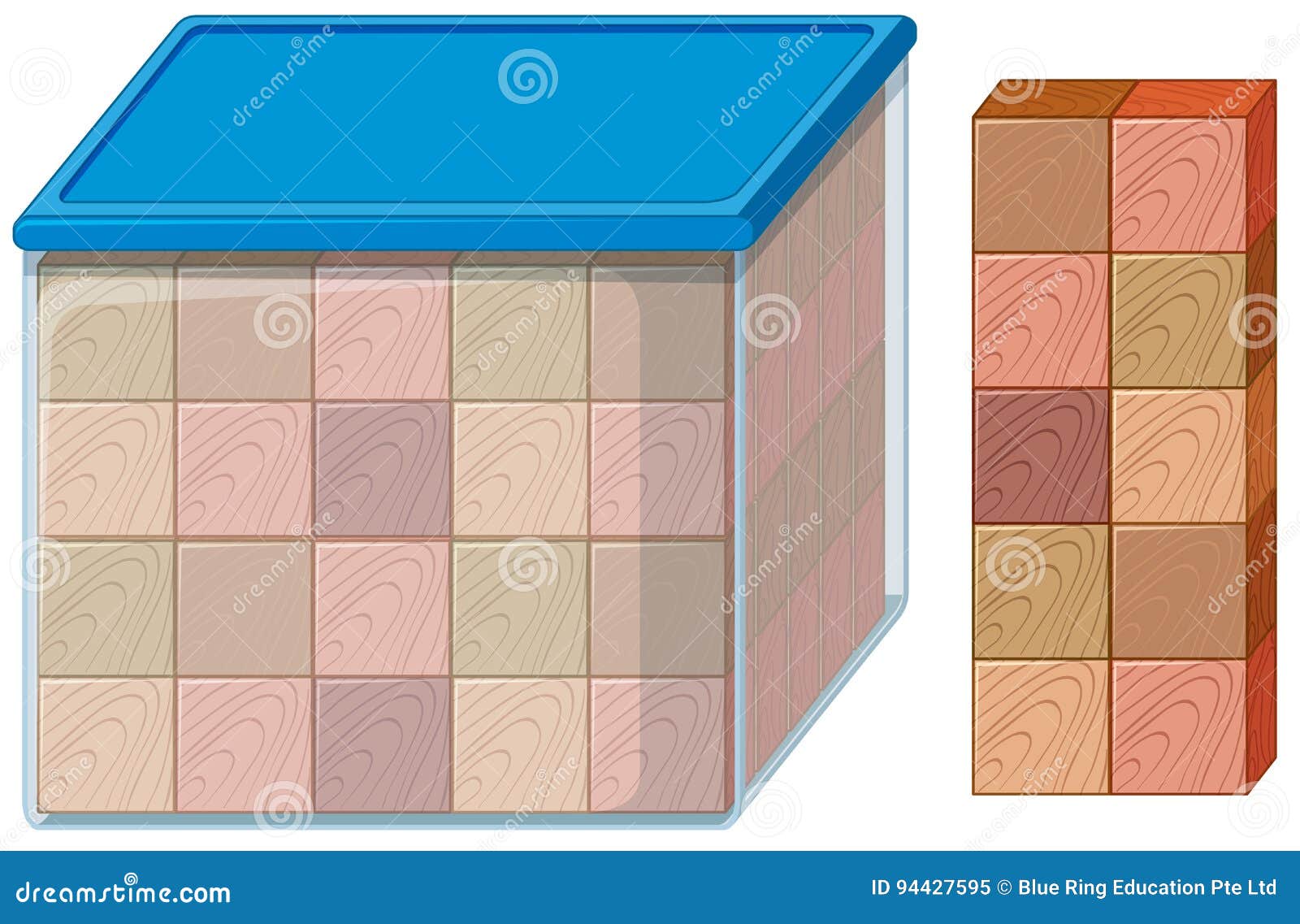 Wooden Blocks in Plastic Box Stock Vector - Illustration of isolated ...