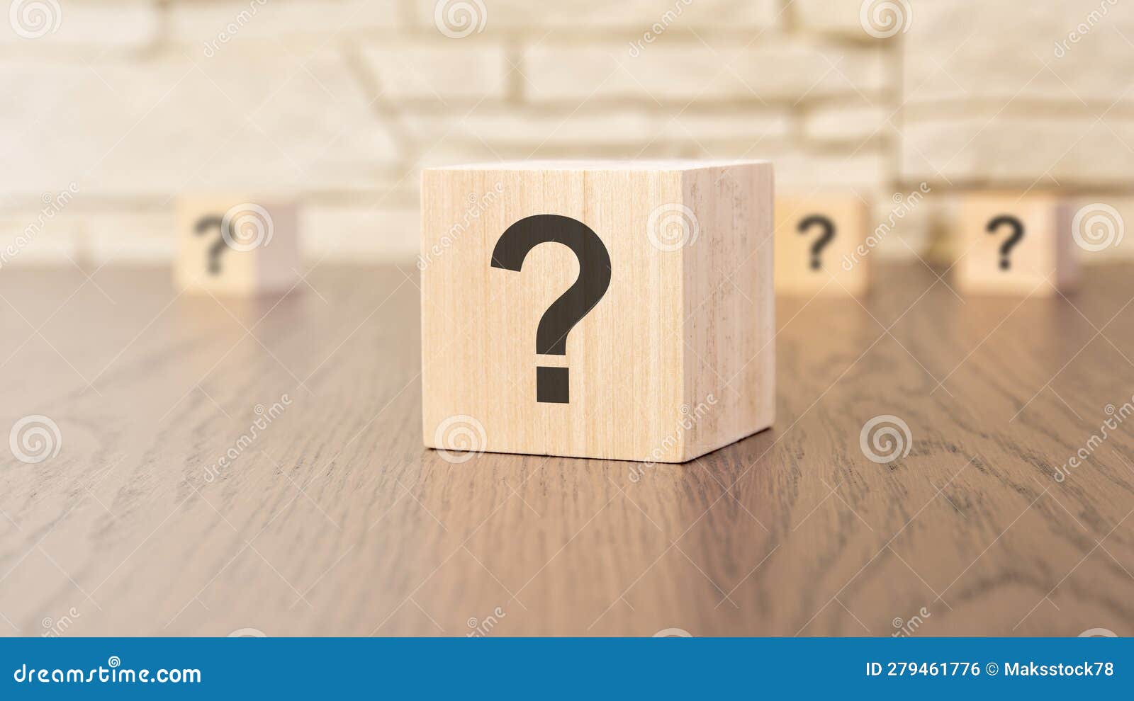 Wooden Blocks with Question Marks on Wooden Table, Close Up. Space for ...