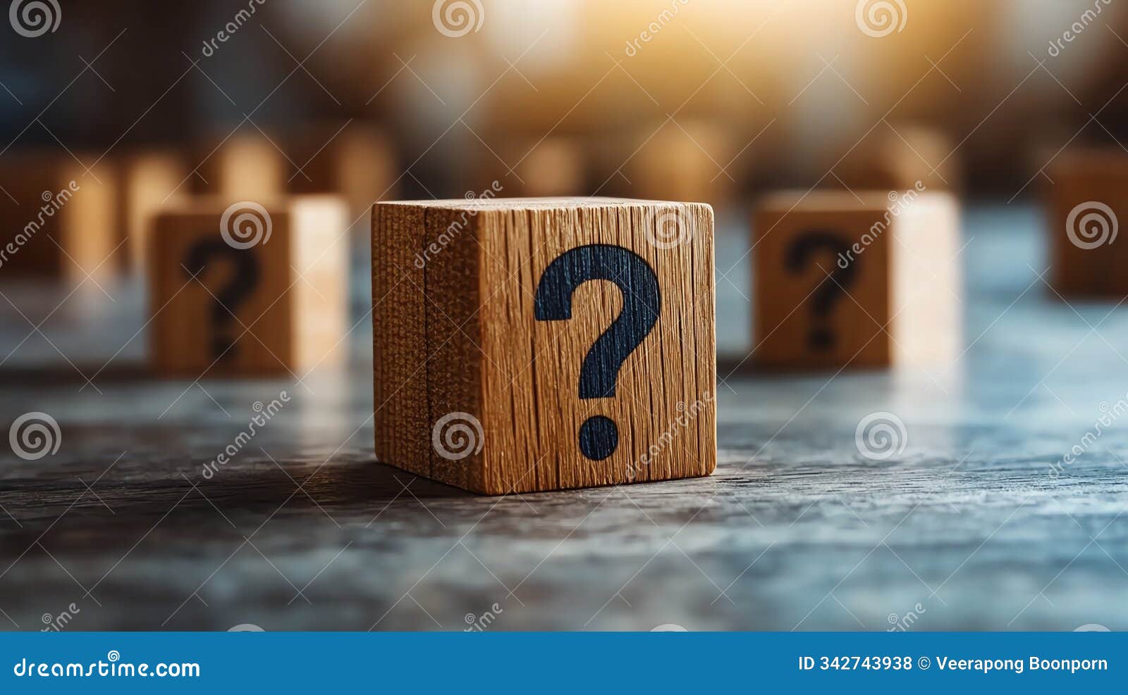 Wooden Blocks with Question Marks on a Textured Surface, Soft Focus ...