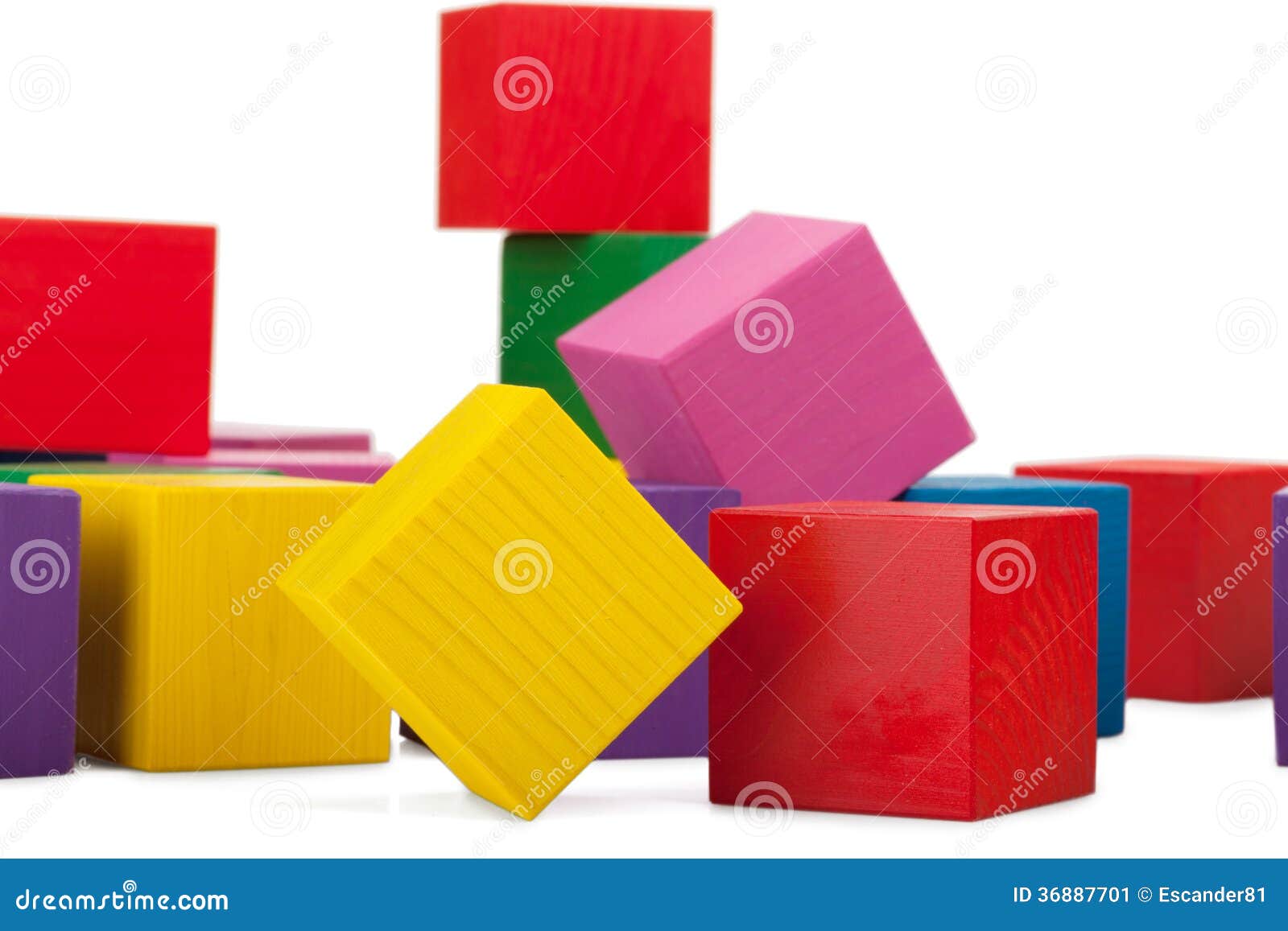 Wooden Blocks, Stack of Colorful Cubes, Childrens Toy Isolated Stock ...