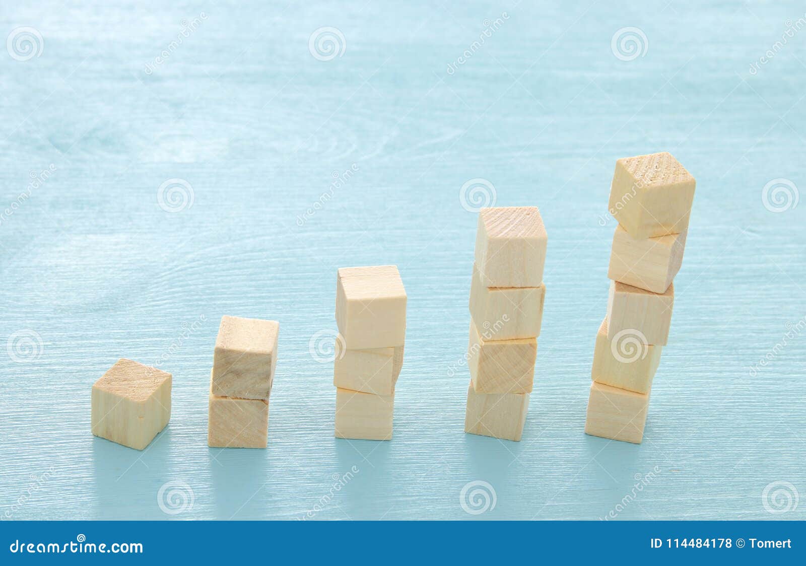 Wooden Blocks Stacking As Chart or Ladder. Concept for Growth and ...