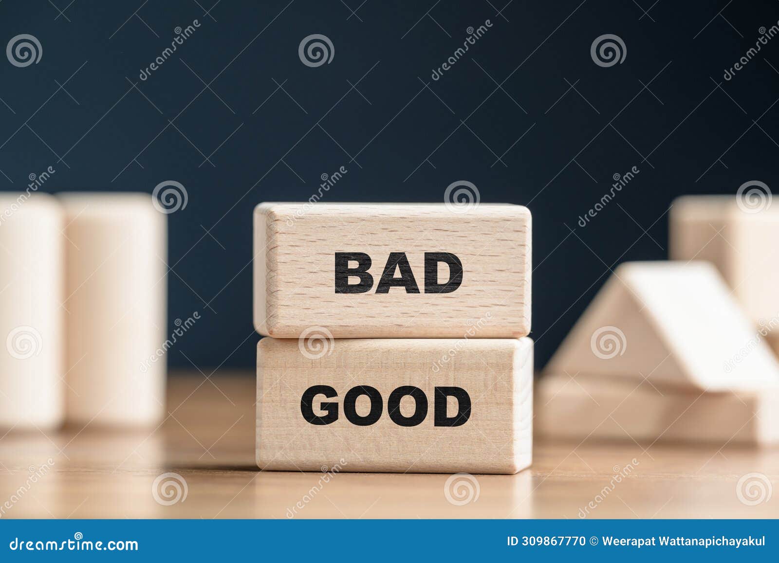 Bad and Good comparison stock photo. Image of wood, decision - 309867770