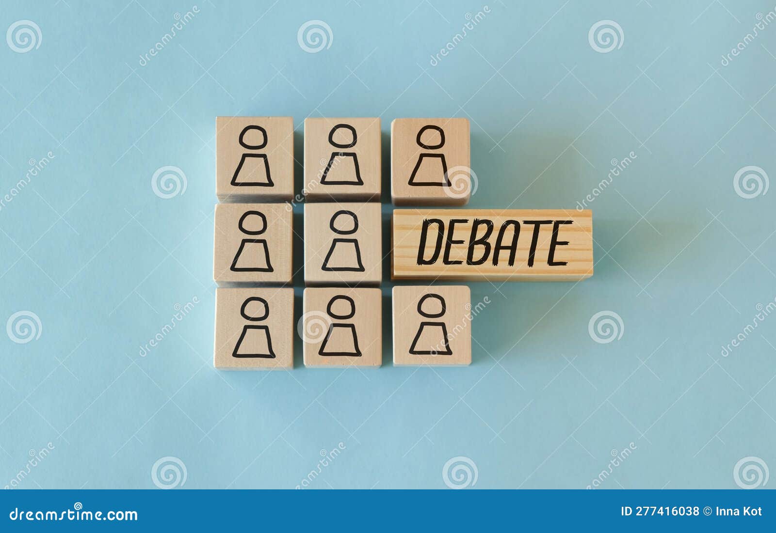 Wooden Blocks with the Text: Debate on Blue Background Stock Photo ...