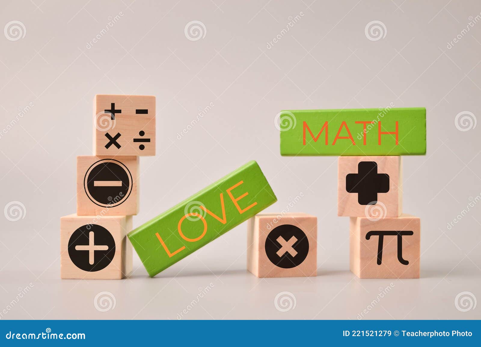 Wooden Blocks with Text LOVE MATH and Math Symbols Stock Image - Image ...