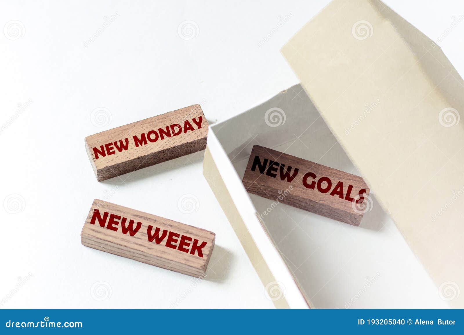 Wooden Blocks with Text New Monday New Week New Goals in a Box on a ...