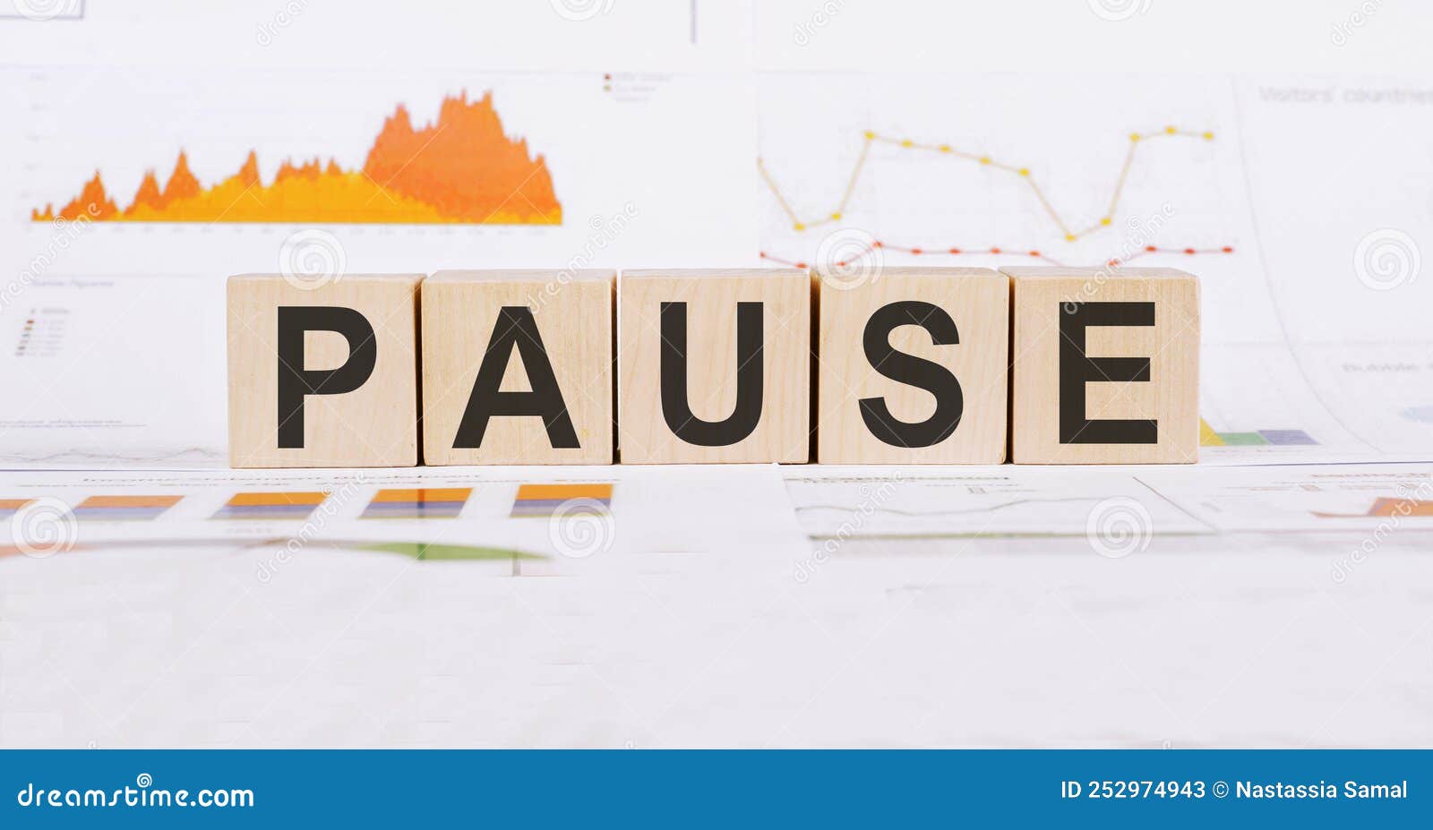 Wooden Blocks with the Text: Pause Concept in Business Stock Image ...