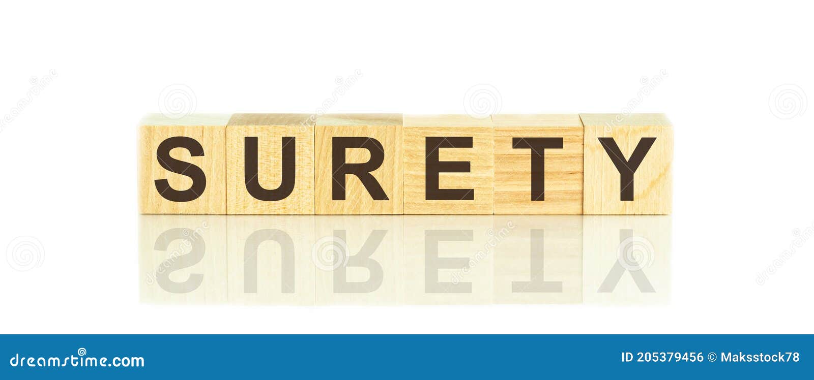 Wooden Blocks with the Text: Surety. the Text is Written in Black ...