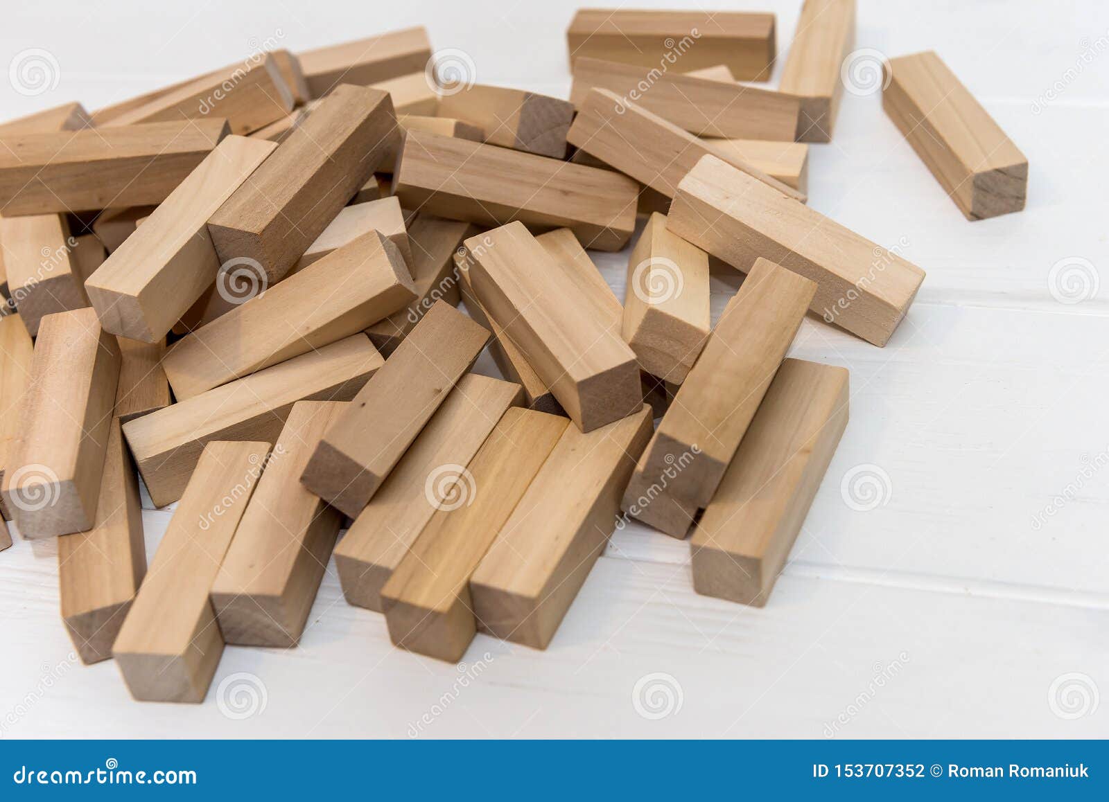 Wooden Blocks for Tower Building on the Desk Stock Photo - Image of ...