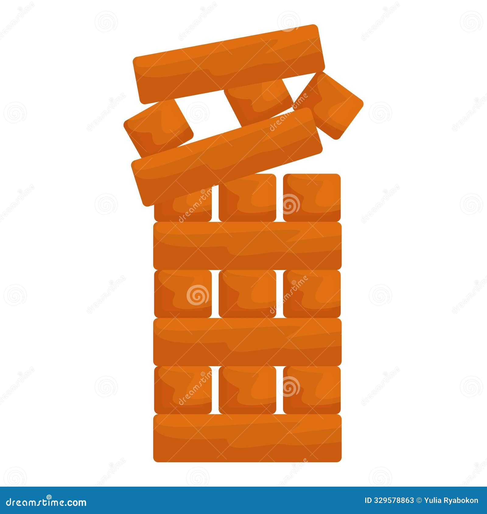 Wooden Blocks Tower Falling Down On White Background Cartoon Vector ...
