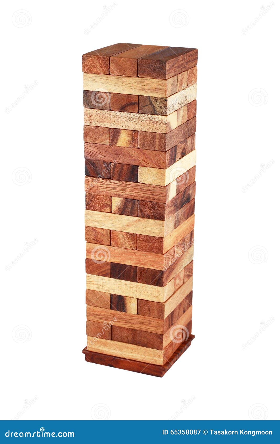 Wooden Blocks Tower Isolated on White Stock Image - Image of learning ...