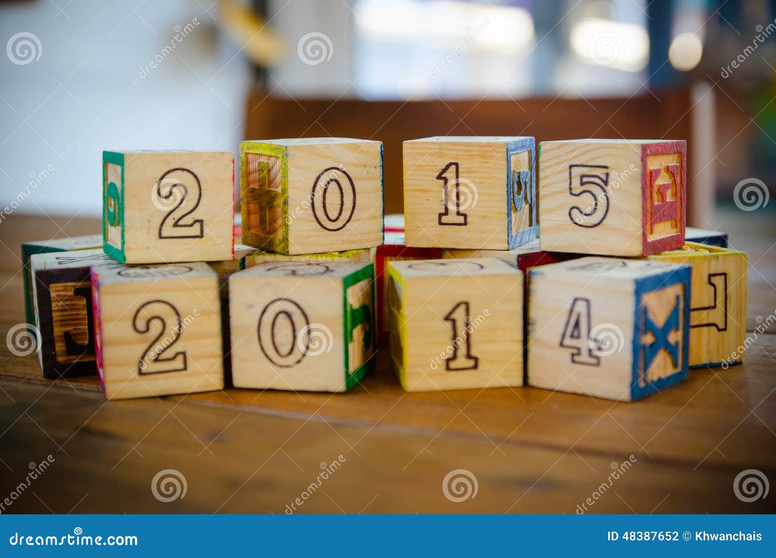 Wooden Blocks on Wooden Table Stock Photo - Image of learn, game: 48387652