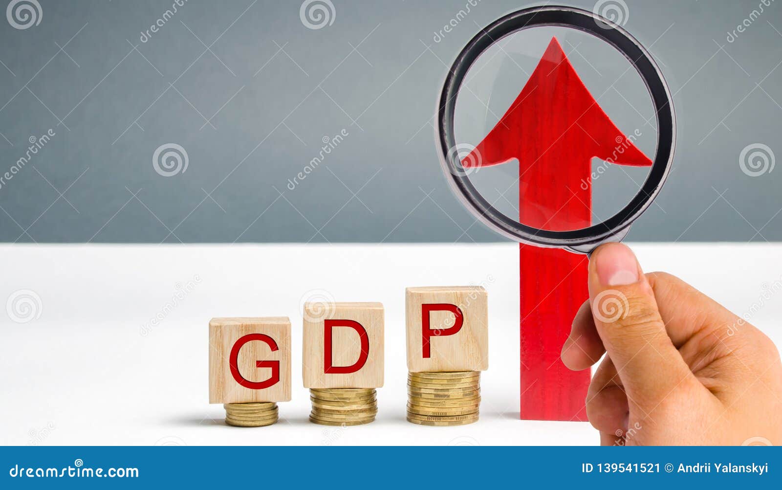 Wooden Blocks with the Word GDP and Up Arrow. Technological Progress ...