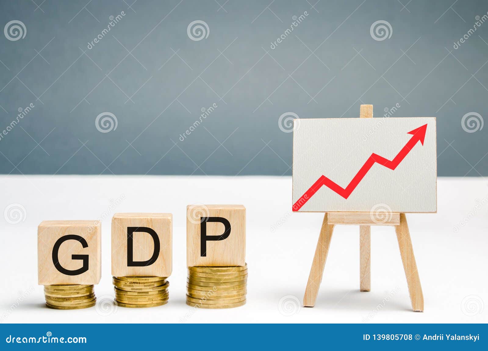 Wooden Blocks with the Word GDP and Up Arrow. Technological Progress ...