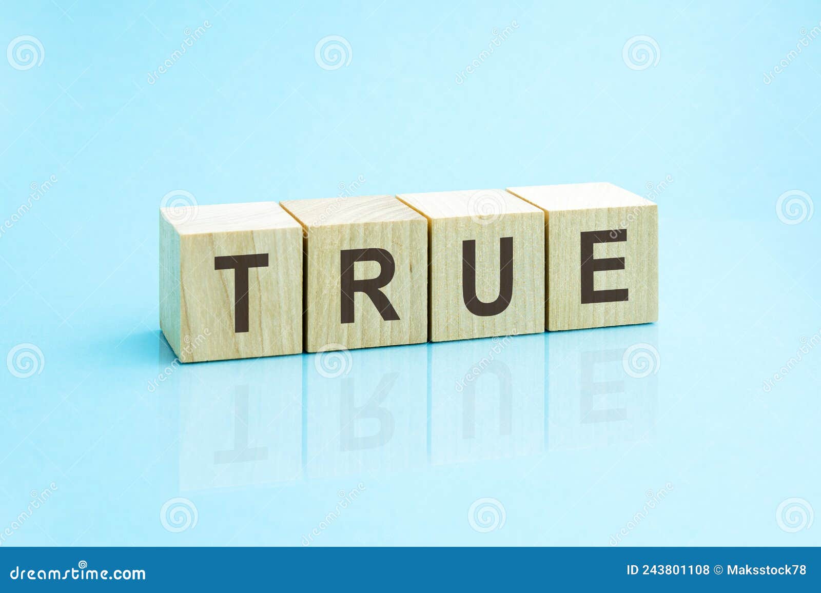 Wooden Blocks with the Word True, Blue Background Stock Photo - Image ...