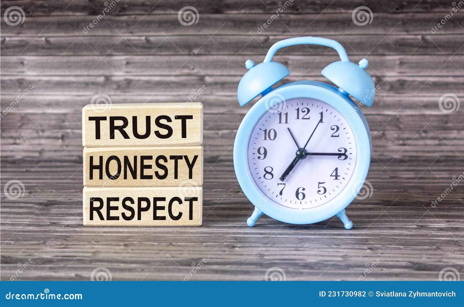 Wooden Blocks with the Words TRUST, HONESTY, RESPECT, on a Wooden ...