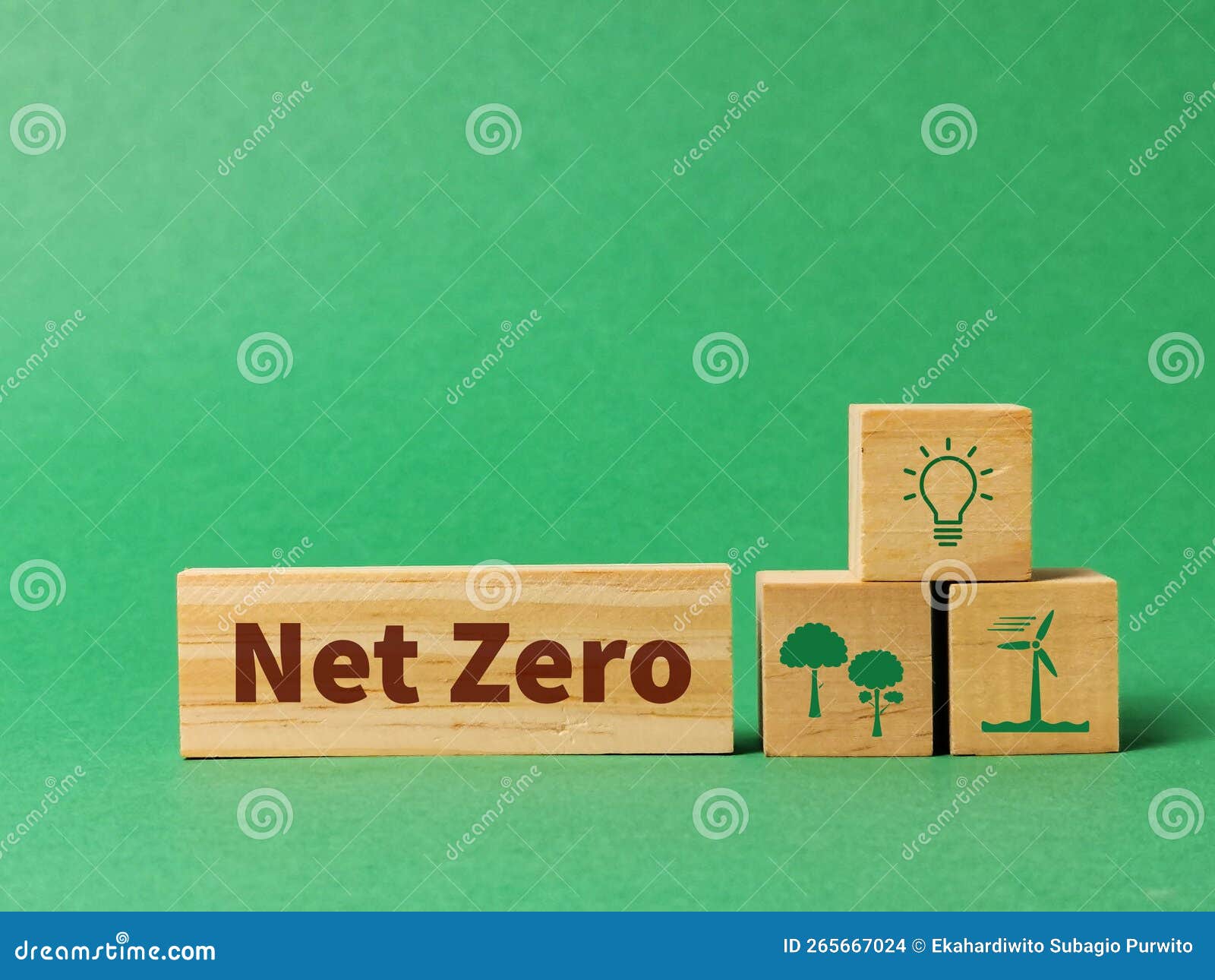 Wooden Blocks Written Net Zero with Icons. Net Zero Action Concept ...