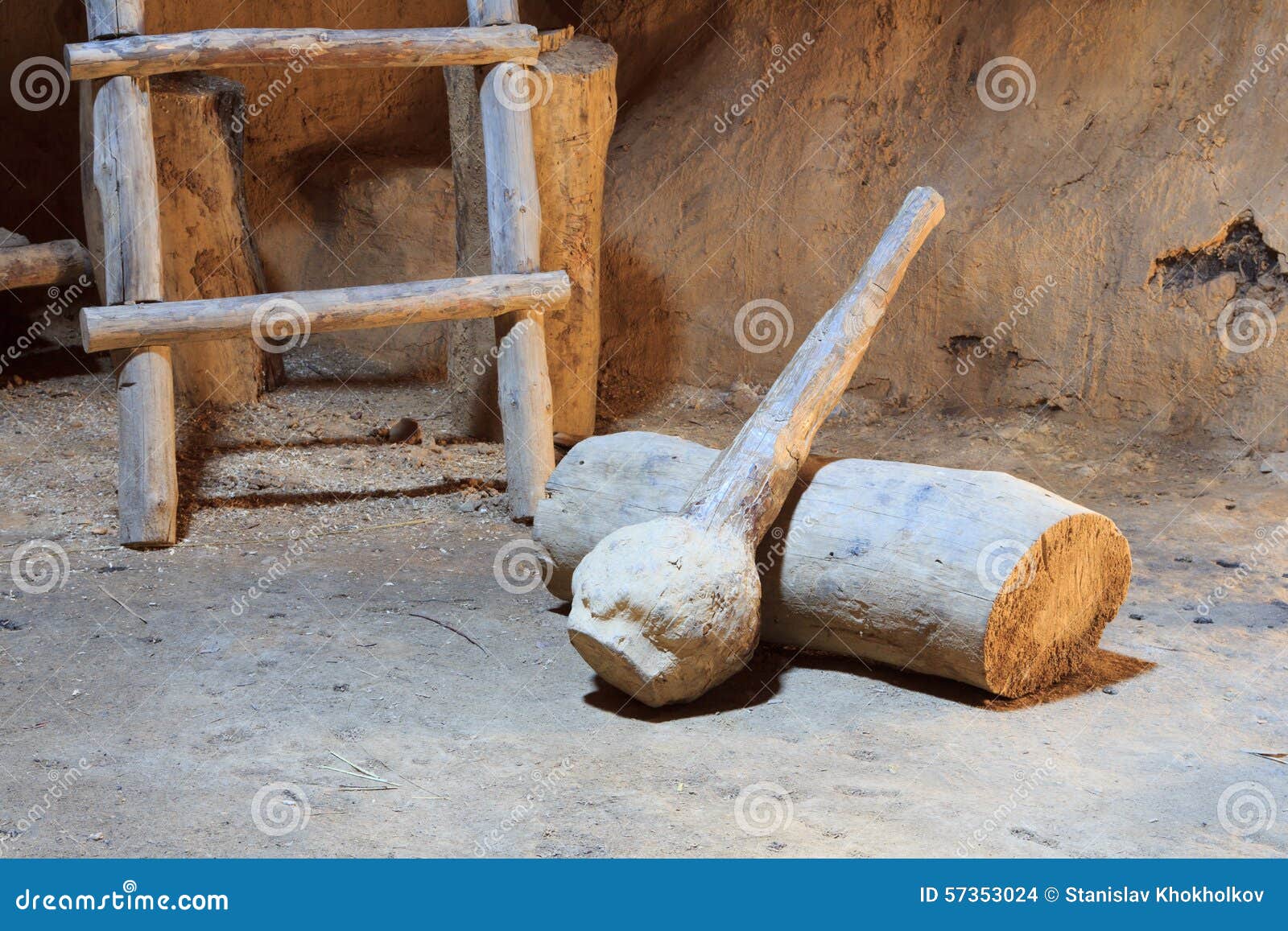 Wooden Bludgeon of Stone Century Stock Photo - Image of interior ...
