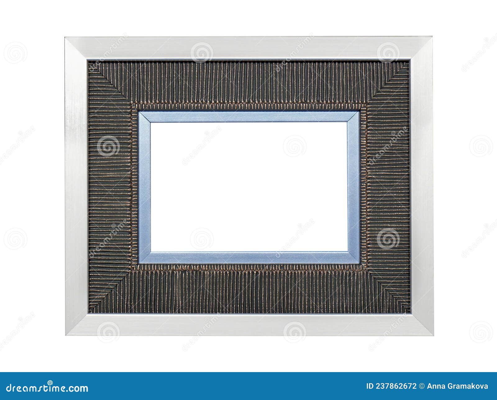 Wooden Blue Gray Frame for Paintings. Isolated on White Stock Photo ...