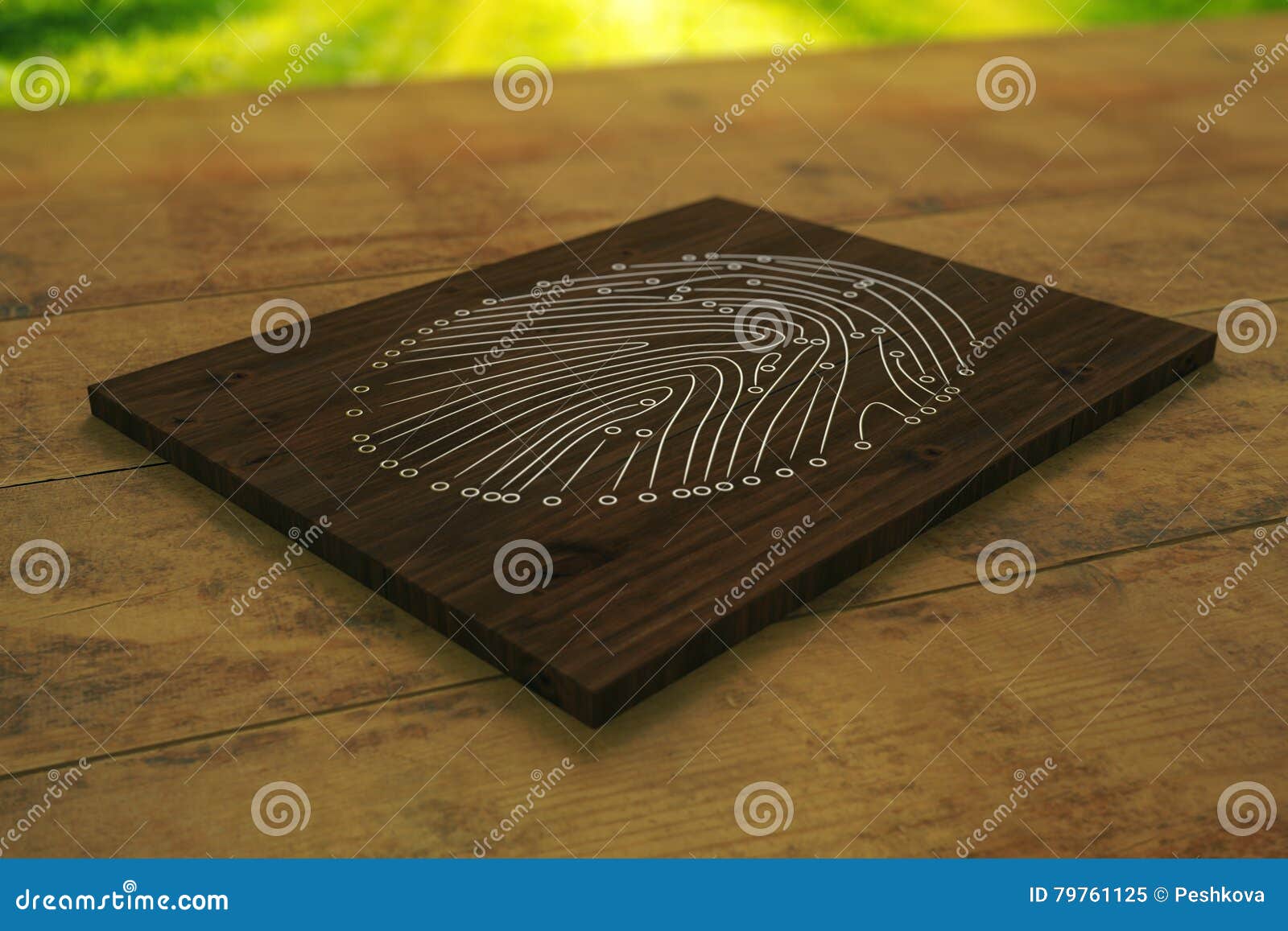 Wooden Board with Abstract Fingerprint Stock Illustration ...