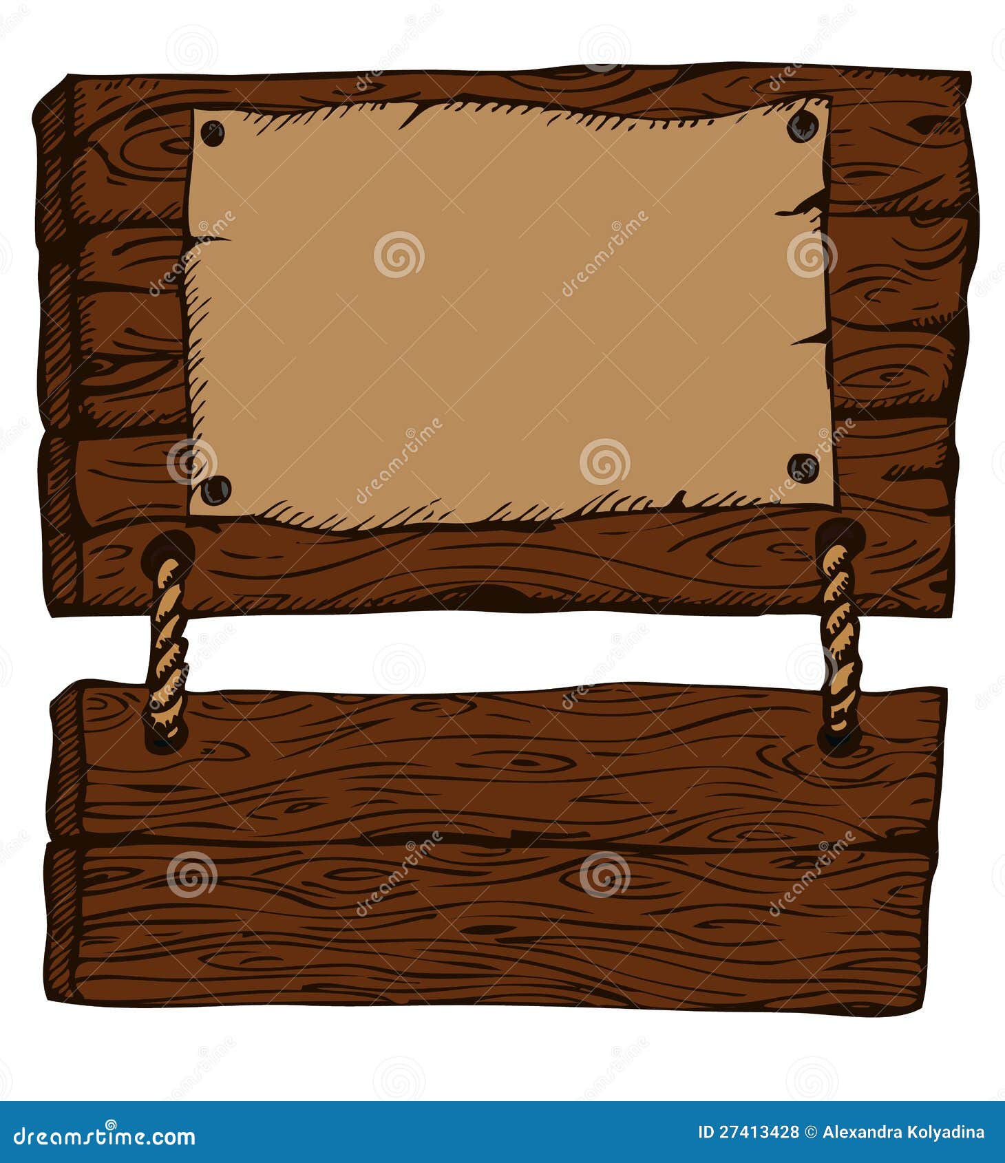 Wooden Board for Advertisements Stock Vector - Illustration of frame ...