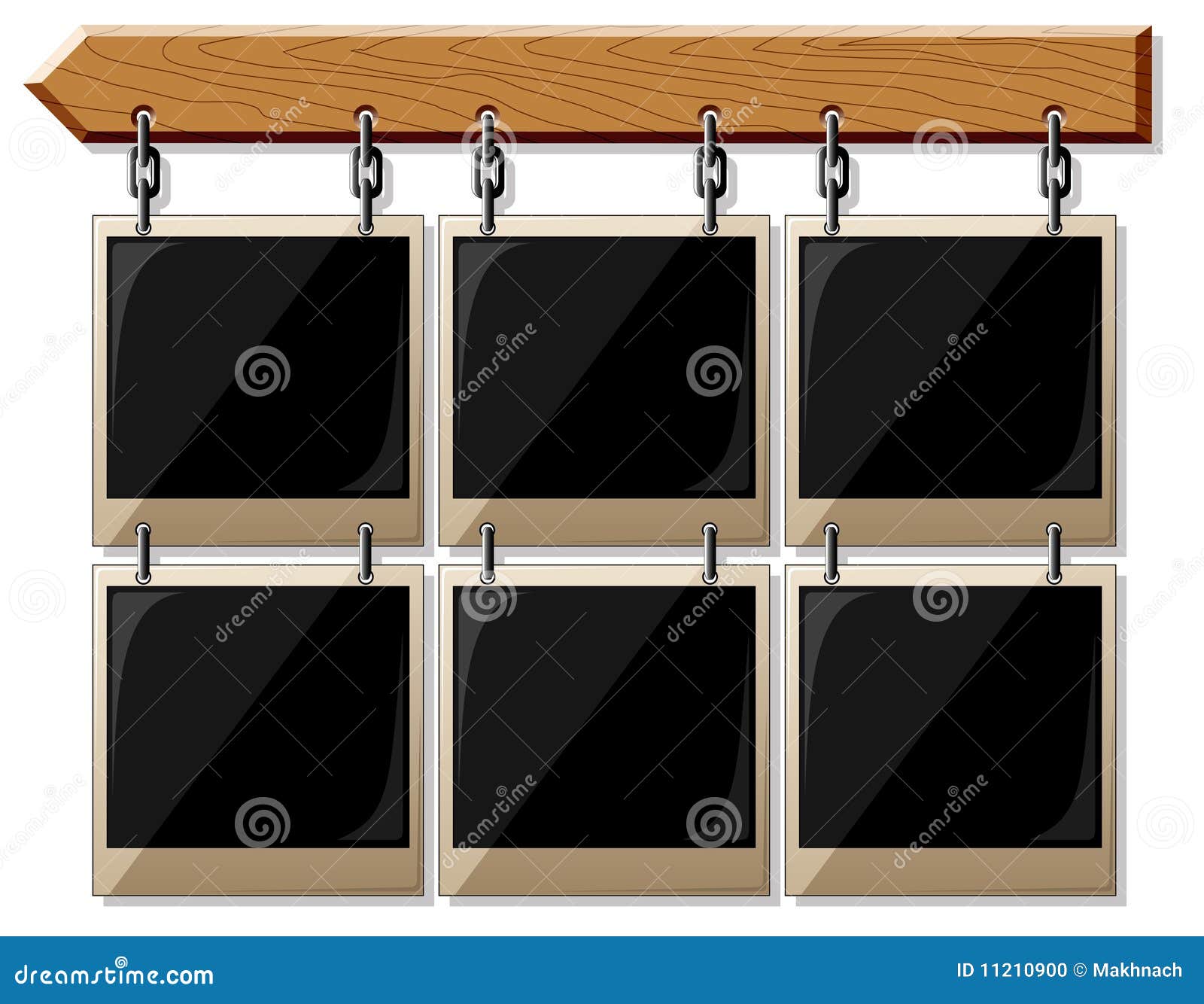 Wooden Board with Glossy Frames Stock Vector - Illustration of office ...