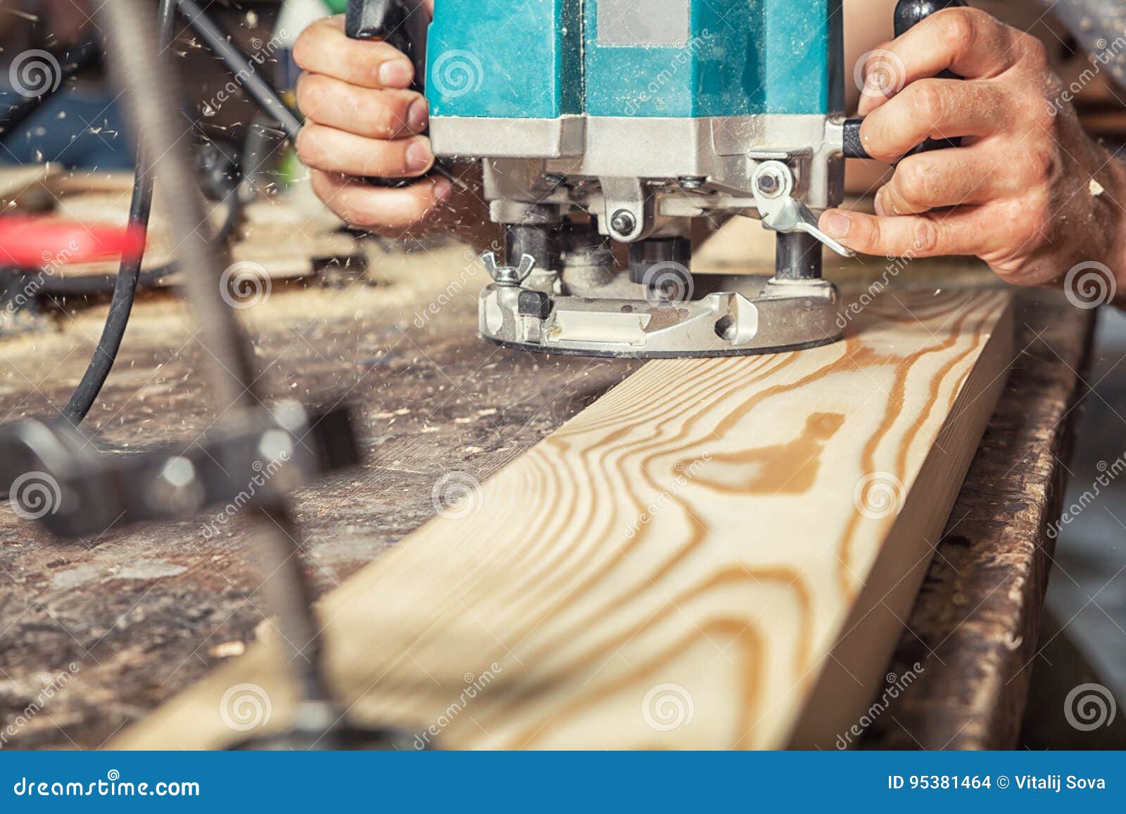 Wooden Board with a Green Milling Machine Stock Photo - Image of ...