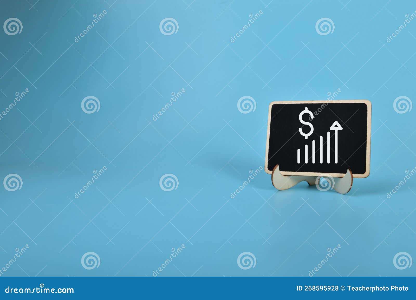 Wooden Board and Money Graph with Upward Trend Stock Photo - Image of ...