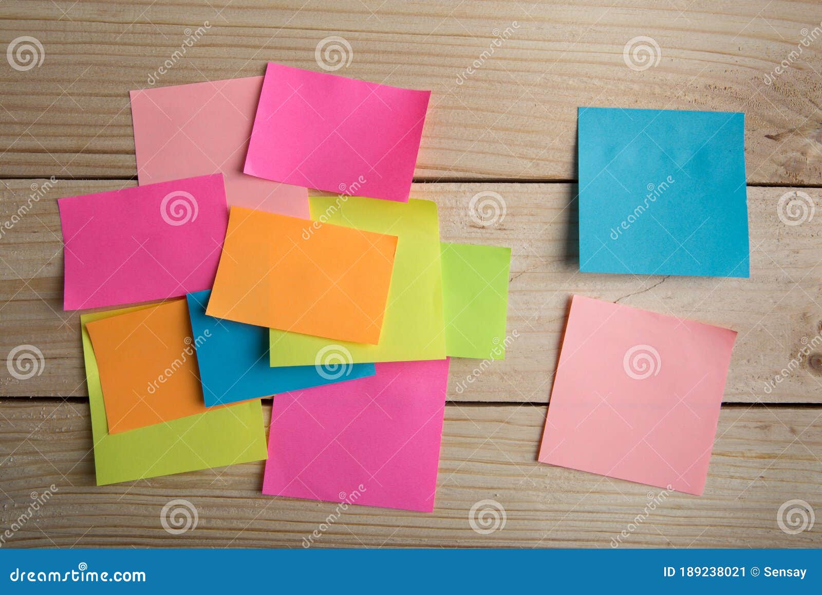Wooden Board with Note Stickers Stock Image - Image of attached, blue ...
