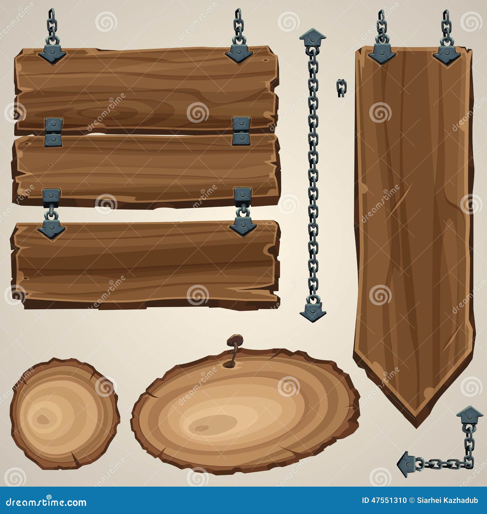 Wooden boards with chain stock vector. Illustration of hanging - 47551310