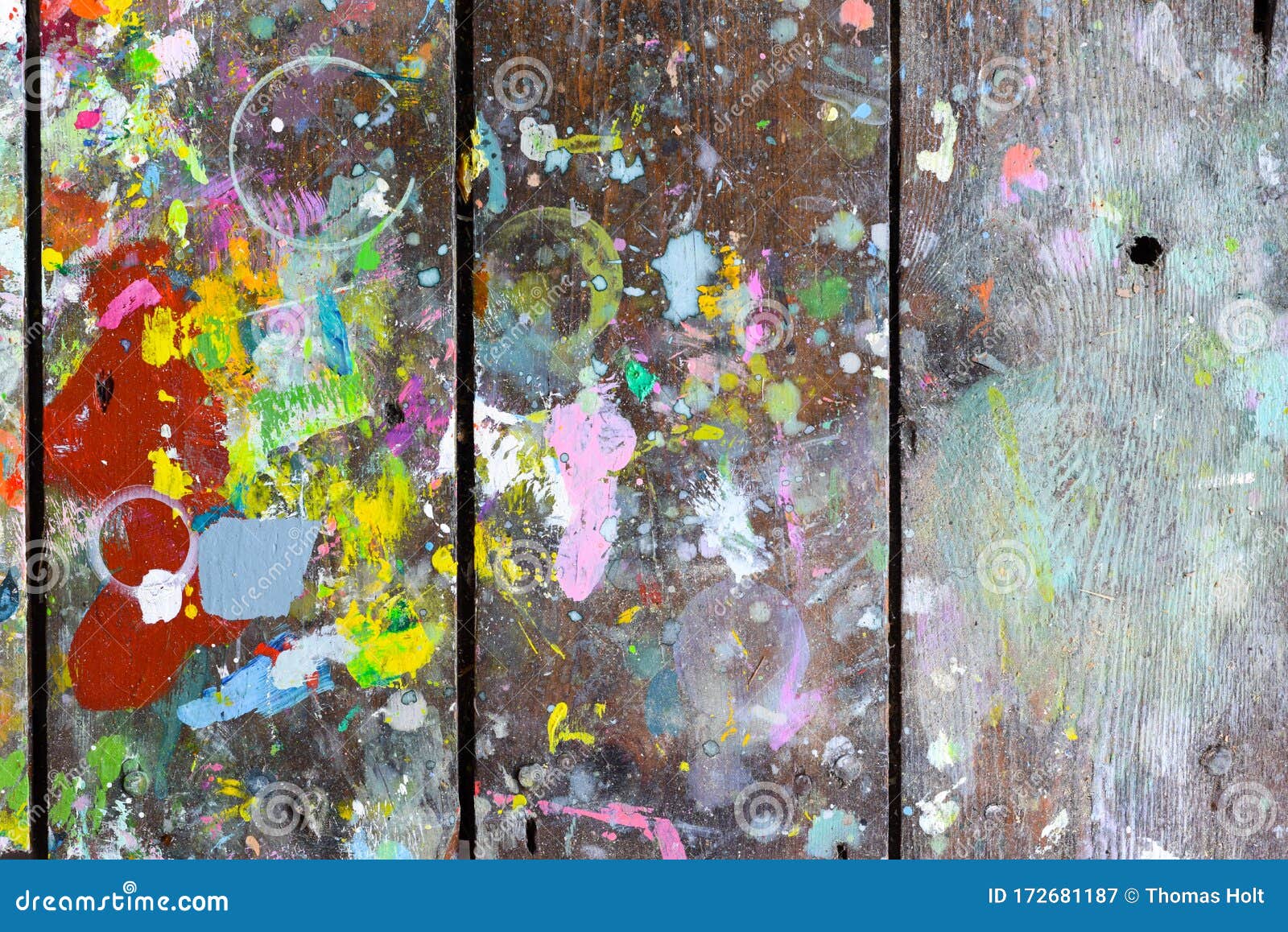 Wooden Boards Covered in Paint Creating Random and Abstract Artistic ...