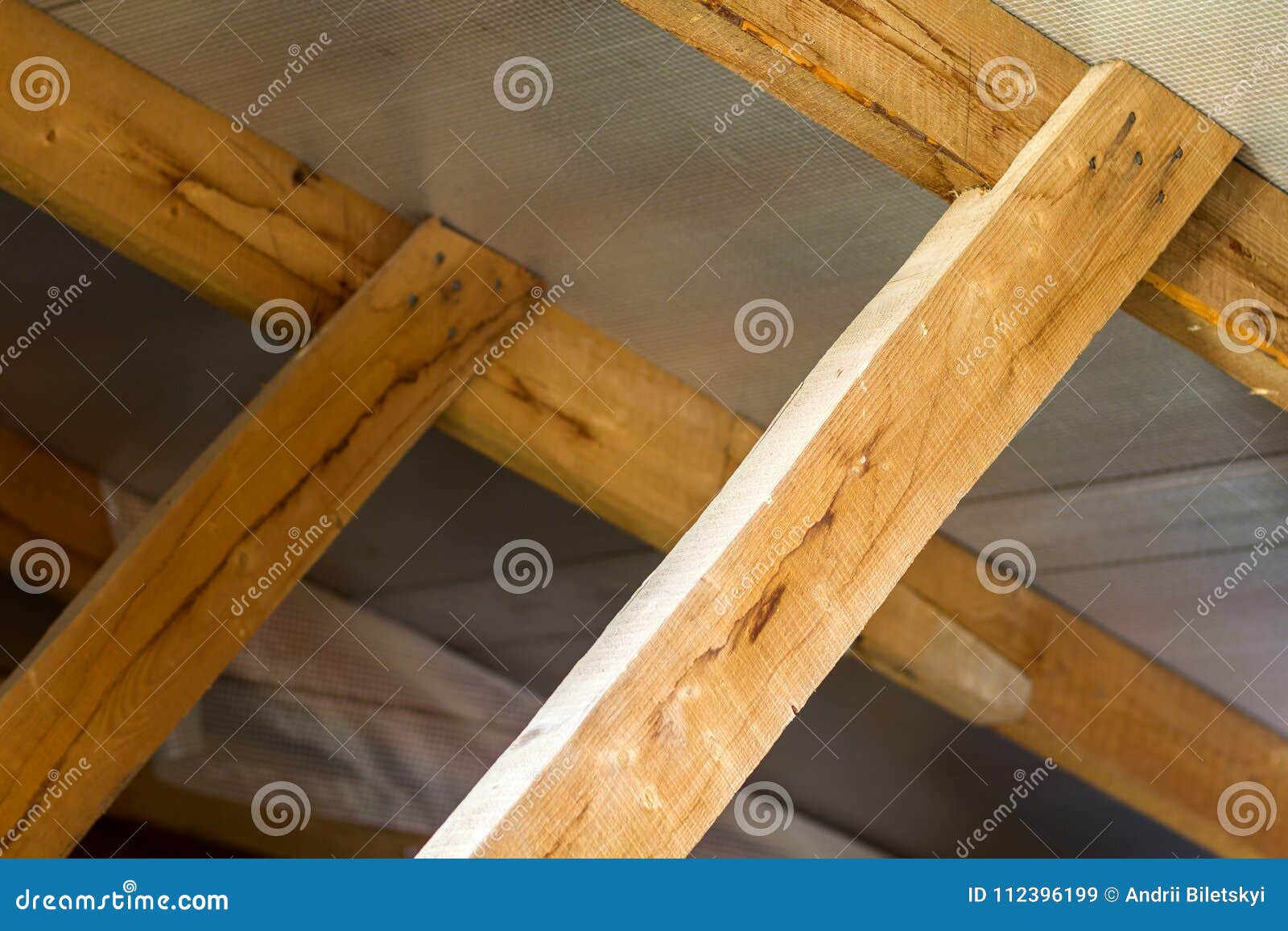 Wooden Boards, Elements of Construction of a Roof Stock Image - Image ...