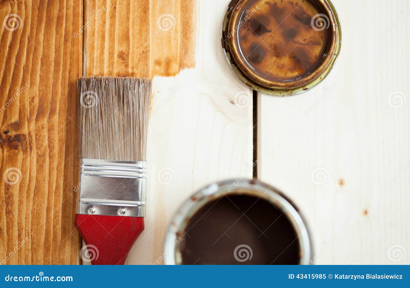 Wooden Boards, Paint and Paintbrush Stock Image - Image of wood ...