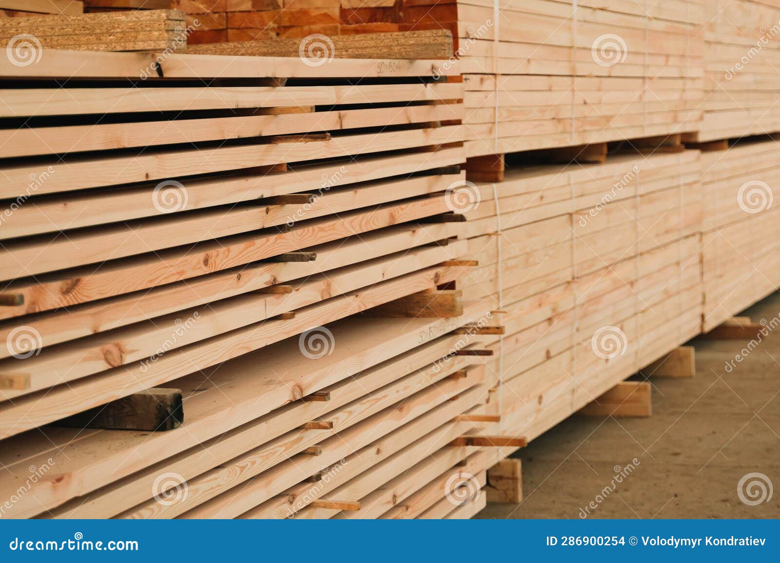 Wooden Boards in a Warehouse of Building Materials Stock Photo - Image ...