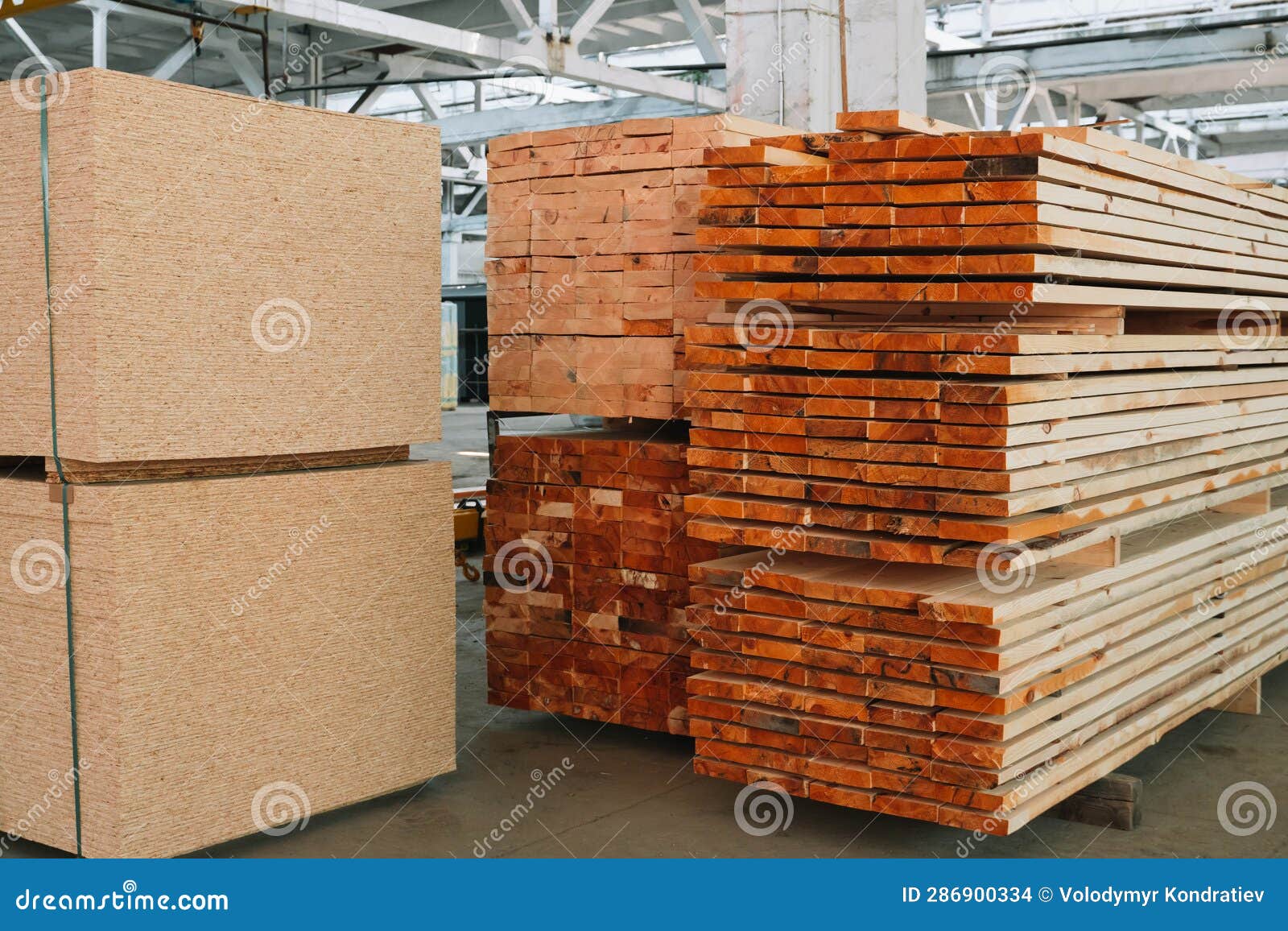 Wooden Boards in a Warehouse of Building Materials Stock Photo - Image ...