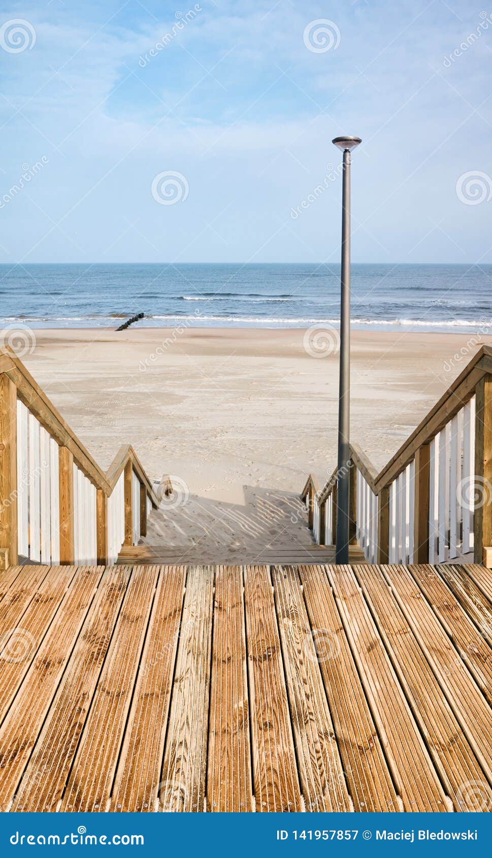 Wooden Boardwalk with a Beach Entrance Stock Image - Image of travel ...